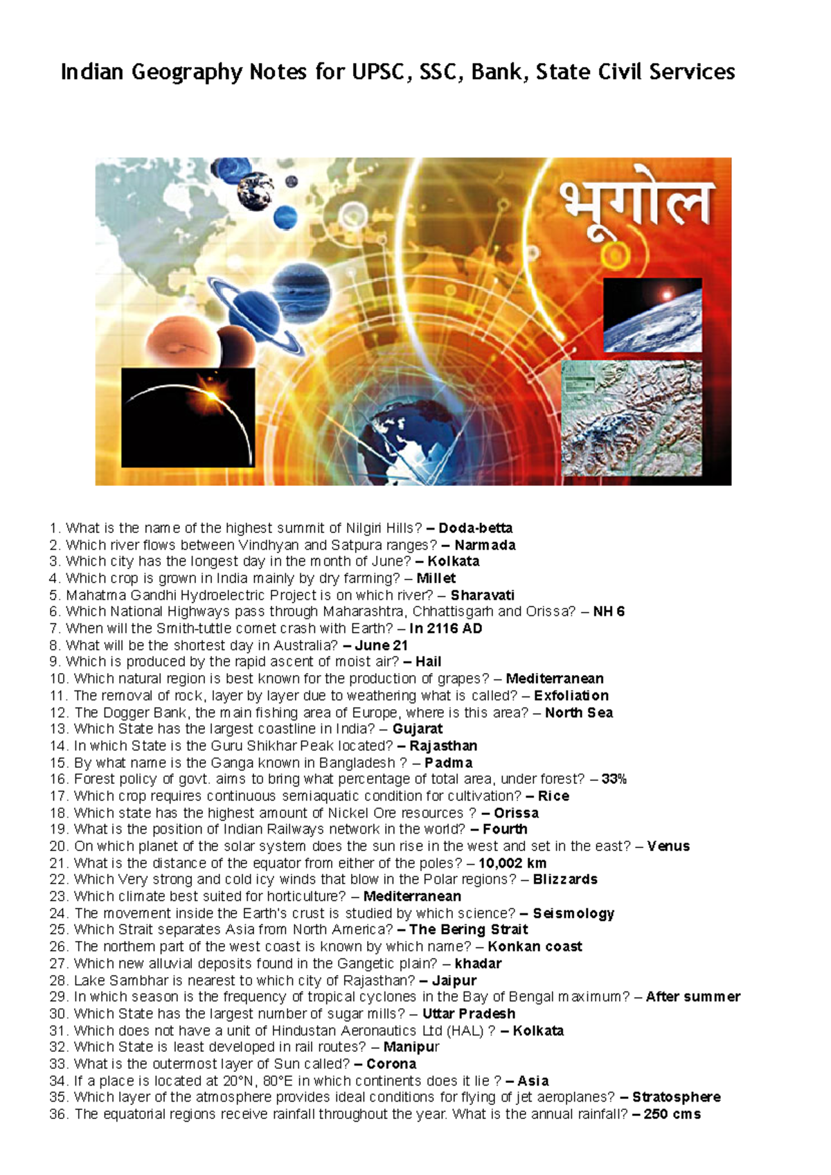 Indian geography notes for upsc ssc bank state civil services - Indian ...
