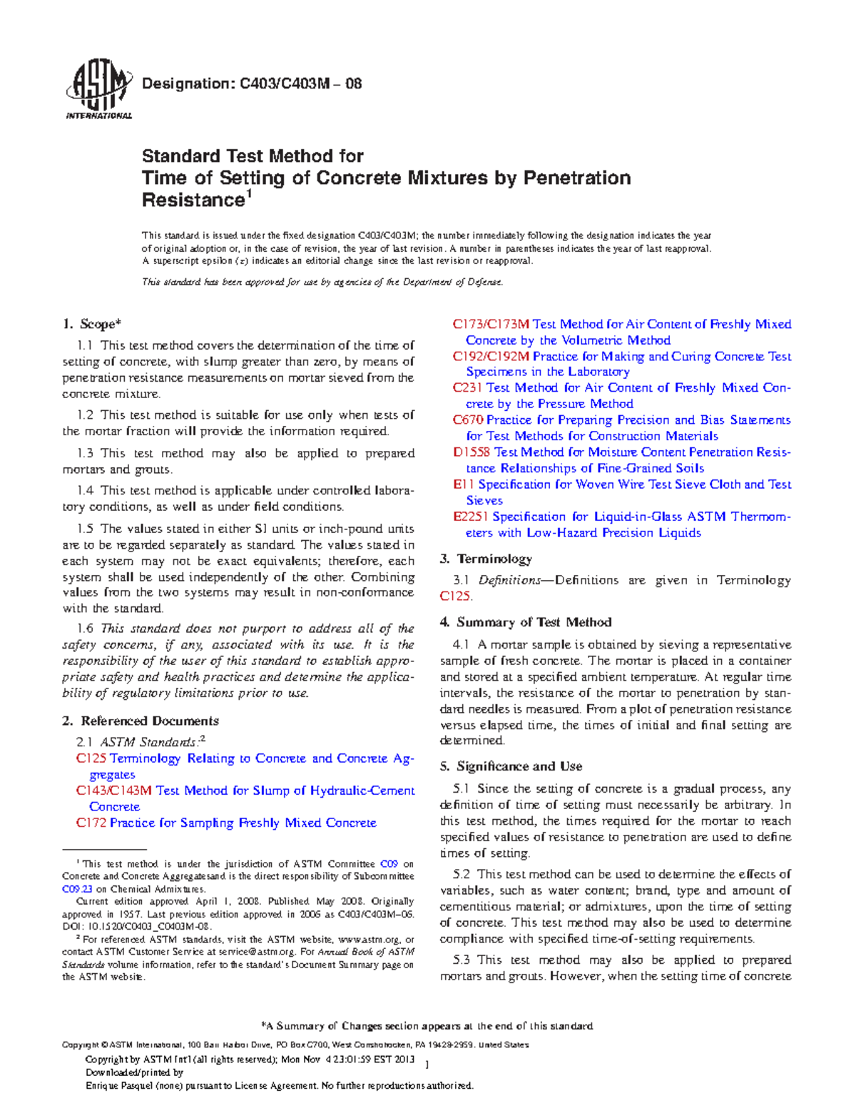 ASTM C 403 - Norma - Designation: C403/C403M − 08 Standard Test Method ...