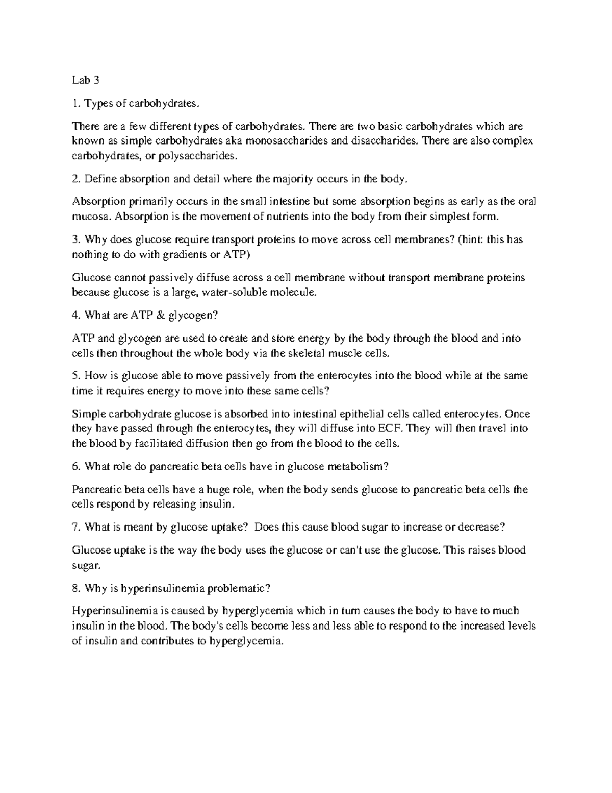 Lab3 - lab 3 - Lab 3 Types of carbohydrates. There are a few different ...