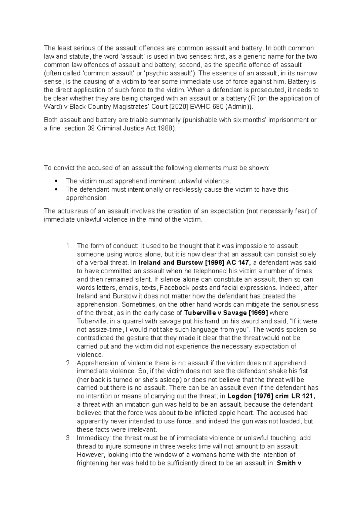OAPA Research - The least serious of the assault offences are common ...