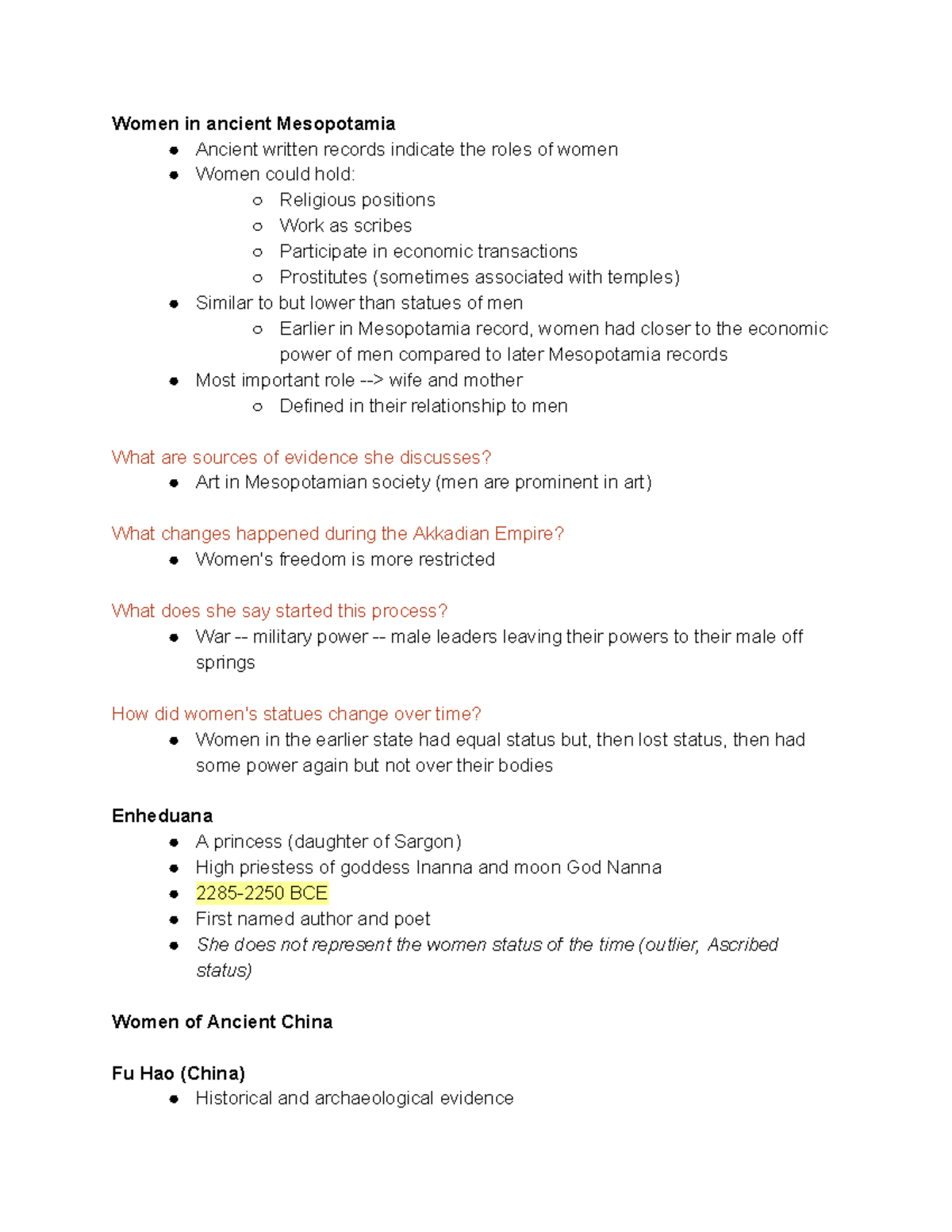 Women in ancient china, mesopotamia, and egypt - Women in ancient ...