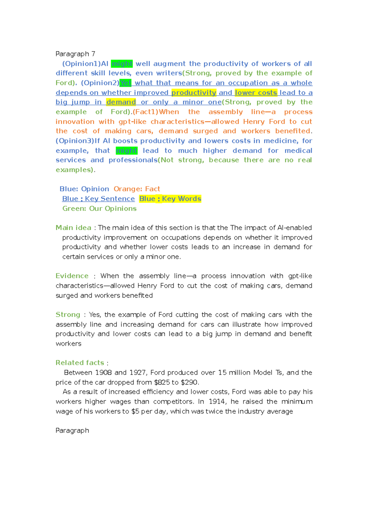 Paragraph 7 - how to write a summary - Paragraph 7 (Opinion1)AI might ...