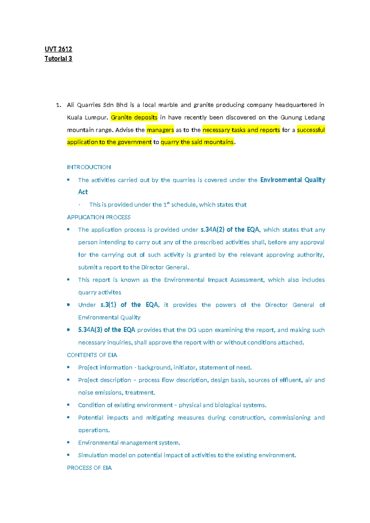 Tutorial 3 - good - UVT 2612 Tutorial 3 1. Ali Quarries Sdn Bhd is a ...