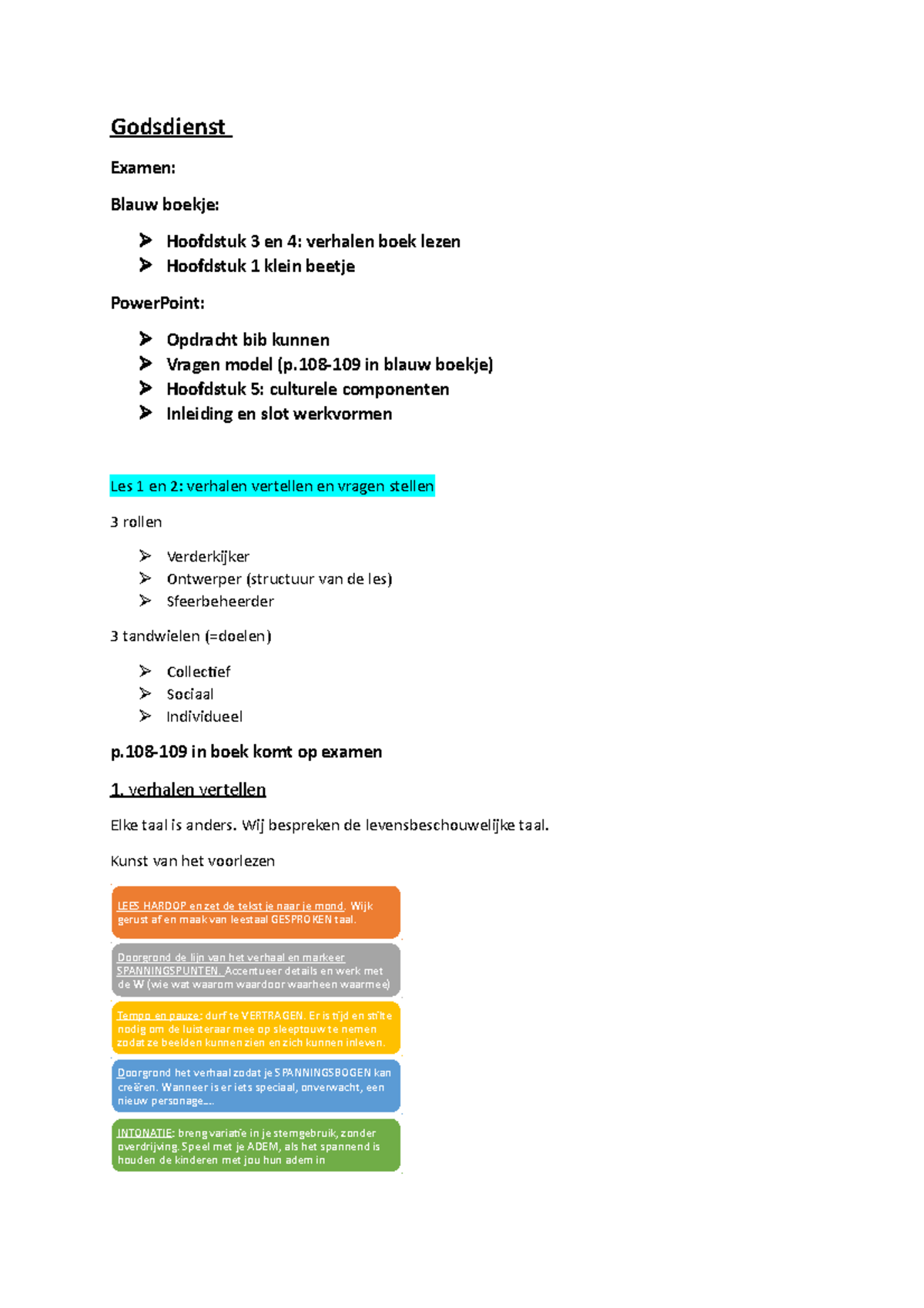 Godsdienst-notities - korte inhoud/ samenvatting van de te kennen leerstof op het examen ...