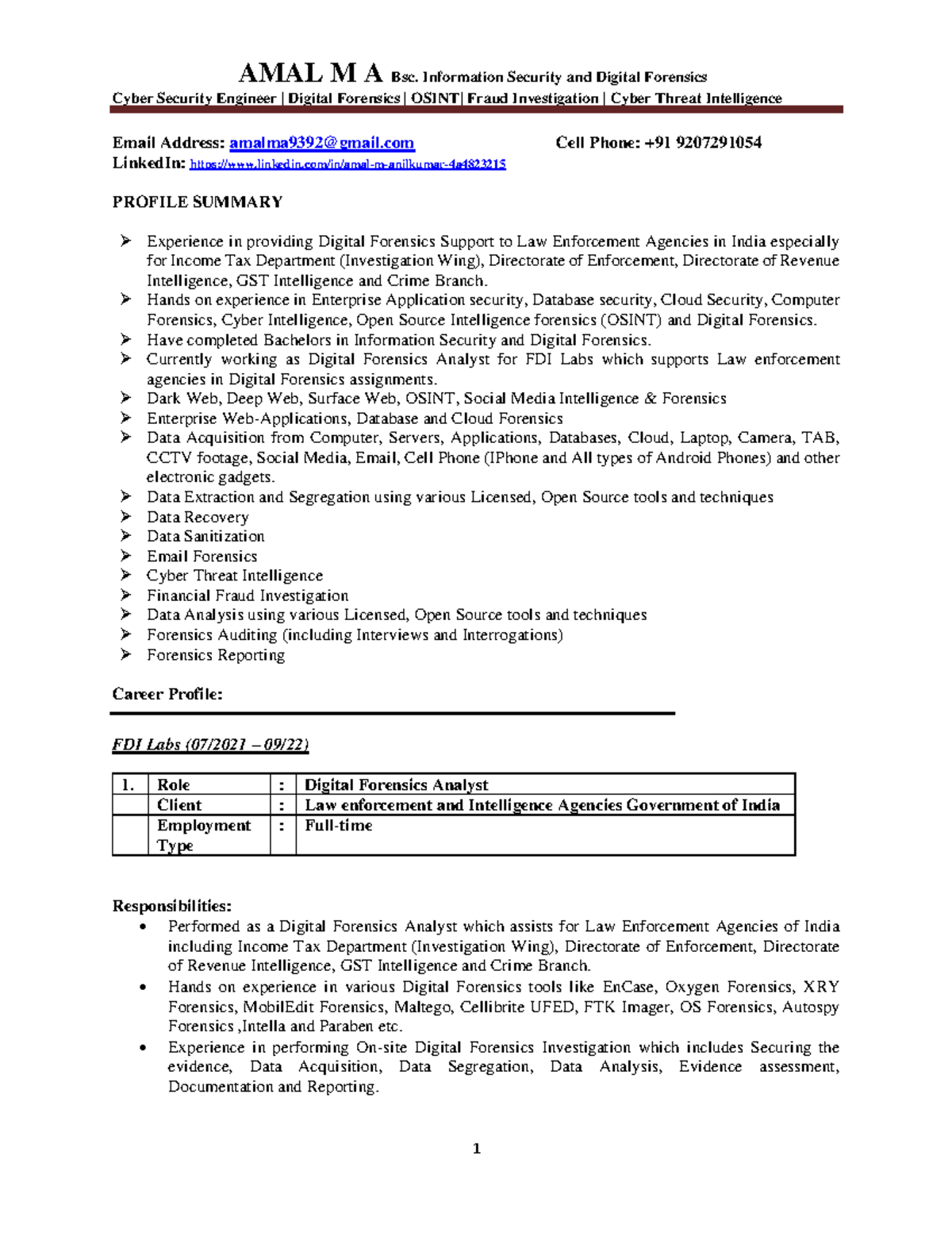 Mr.AMAL M A CV-2 - AMAL M A Bsc. Information Security and Digital ...