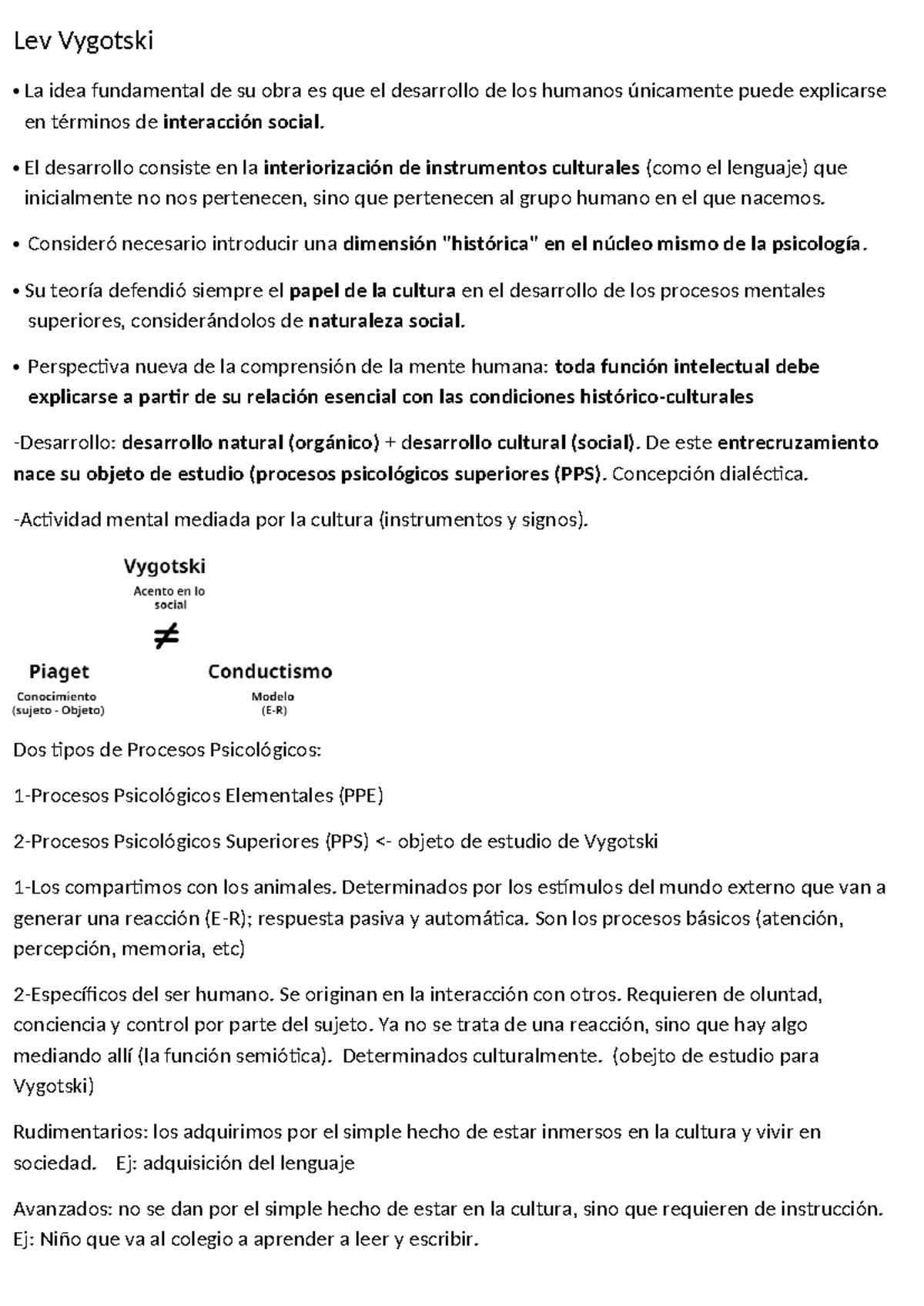 Resumen Lev Vygotski - Lev Vygotski La idea fundamental de su obra es ...