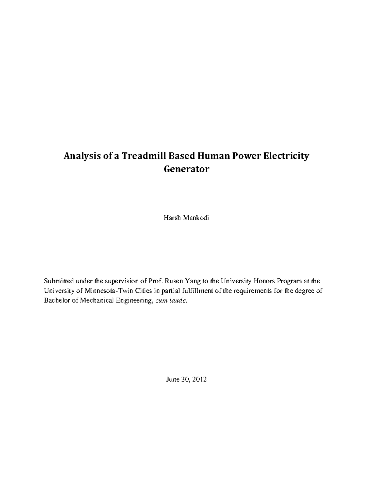 Harsh Mankodi cum laude CSE sp12 - Analysis of a Treadmill Based Human ...