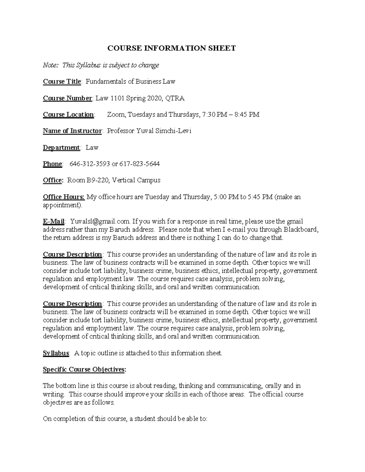 LAW1101SP21 Simchilevi Spring Semester QTRA Syllabus - COURSE ...