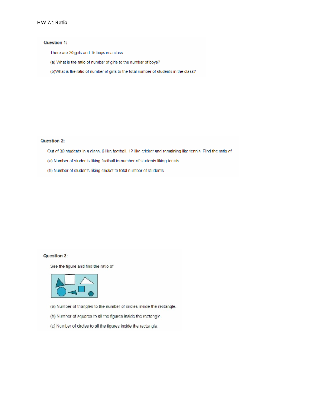 HW 7.1 Ratio - math - HW 7 Ratio HW 7 Ratio - Studocu