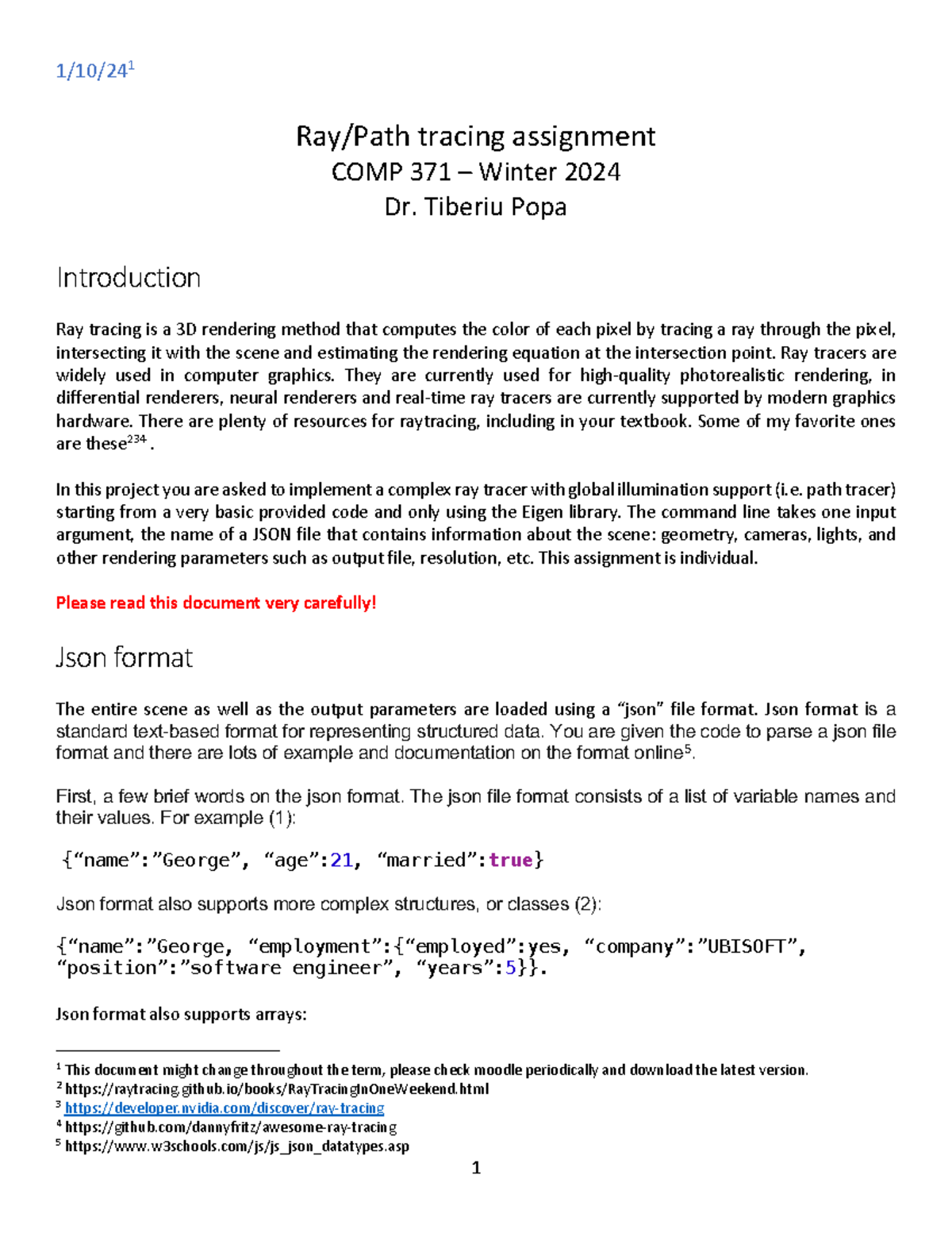 4 - Summary Computer Graphics - 1/10/24 1 Ray/Path tracing assignment ...