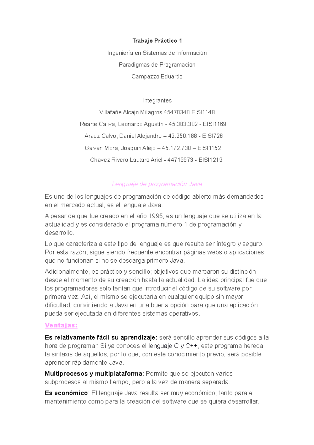 TP1 Paradigmas-de-Prog - Trabajo Práctico 1 Ingeniería en Sistemas de Información Paradigmas de ...