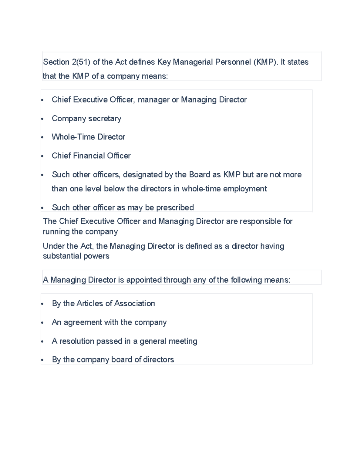 Kmp - helpful - Section 2(51) of the Act defines Key Managerial ...
