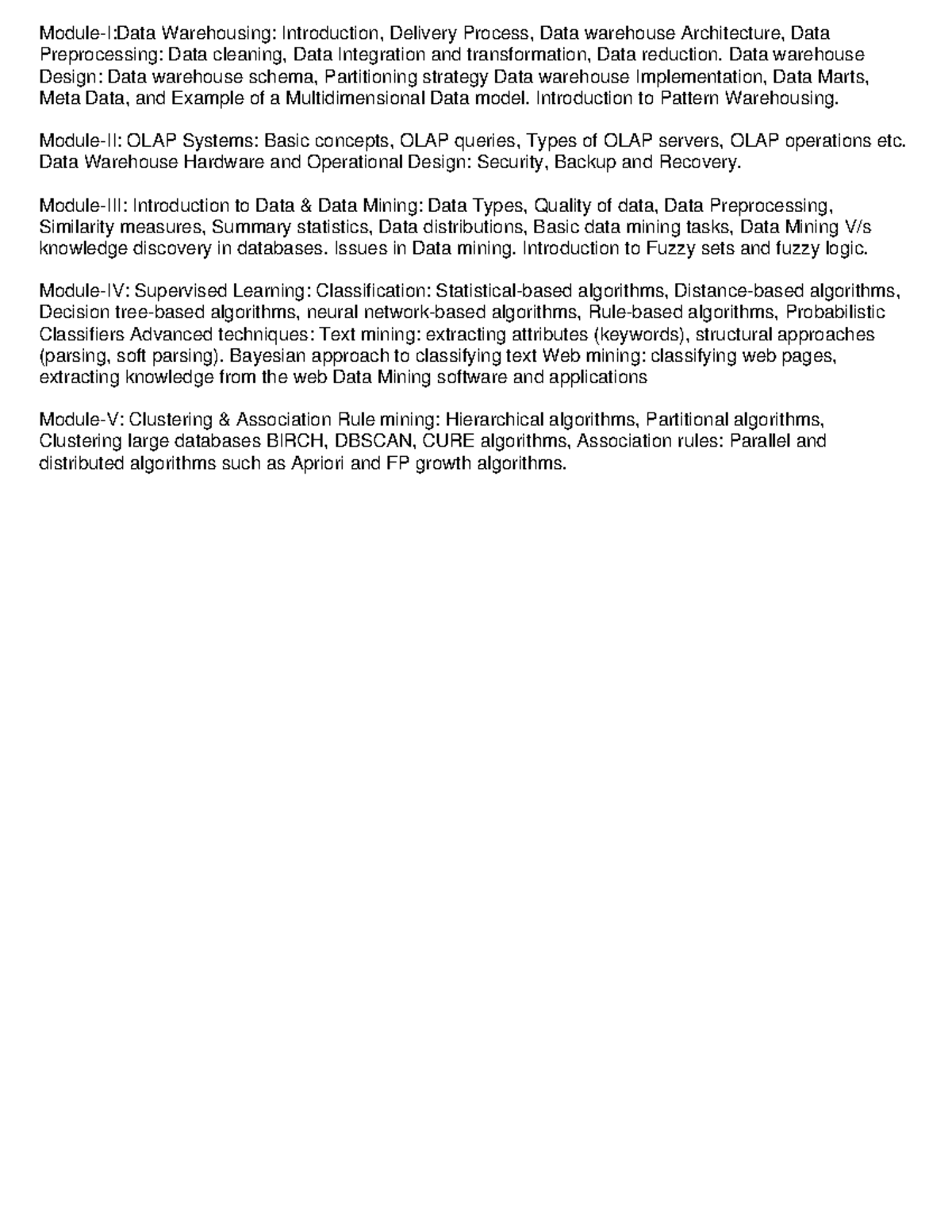 Data Warehouse - Summary Software engineering - Module-I:Data Warehousing: Introduction ...