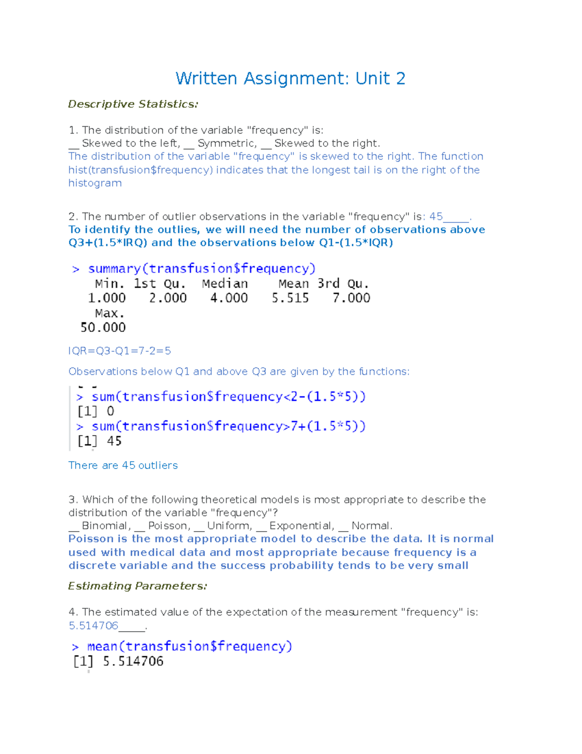 Unit 4 Written Assignment - Written Assignment: Unit 2 Descriptive ...