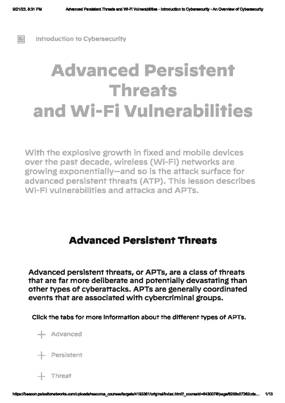 4 Advanced Persistant Threats and Wi Fi Vulnerabilities - cybersecurity ...