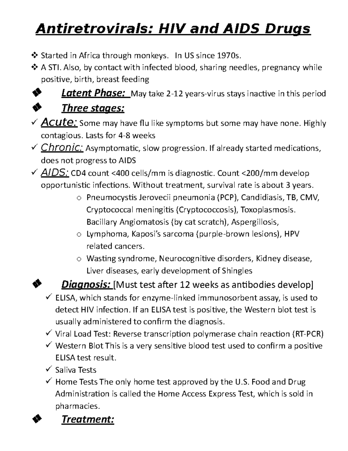 HIV Drugs Handout - Antiretrovirals: HIV and AIDS Drugs Started in ...