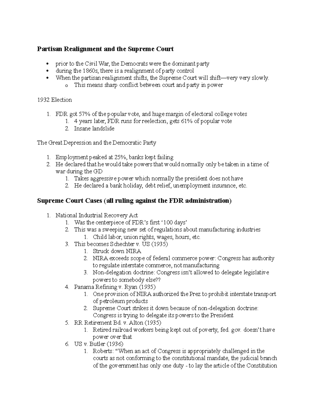 Con Law - New Deal Realignment and Constitutional Conflict - Partisan ...