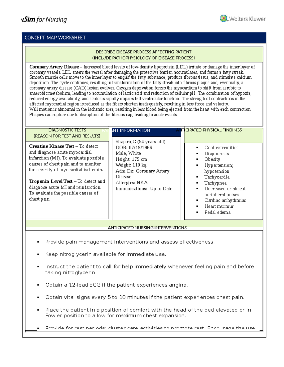 Carl Shapiro pre-sim assignment - CONCEPT MAP WORKSHEET DESCRIBE ...