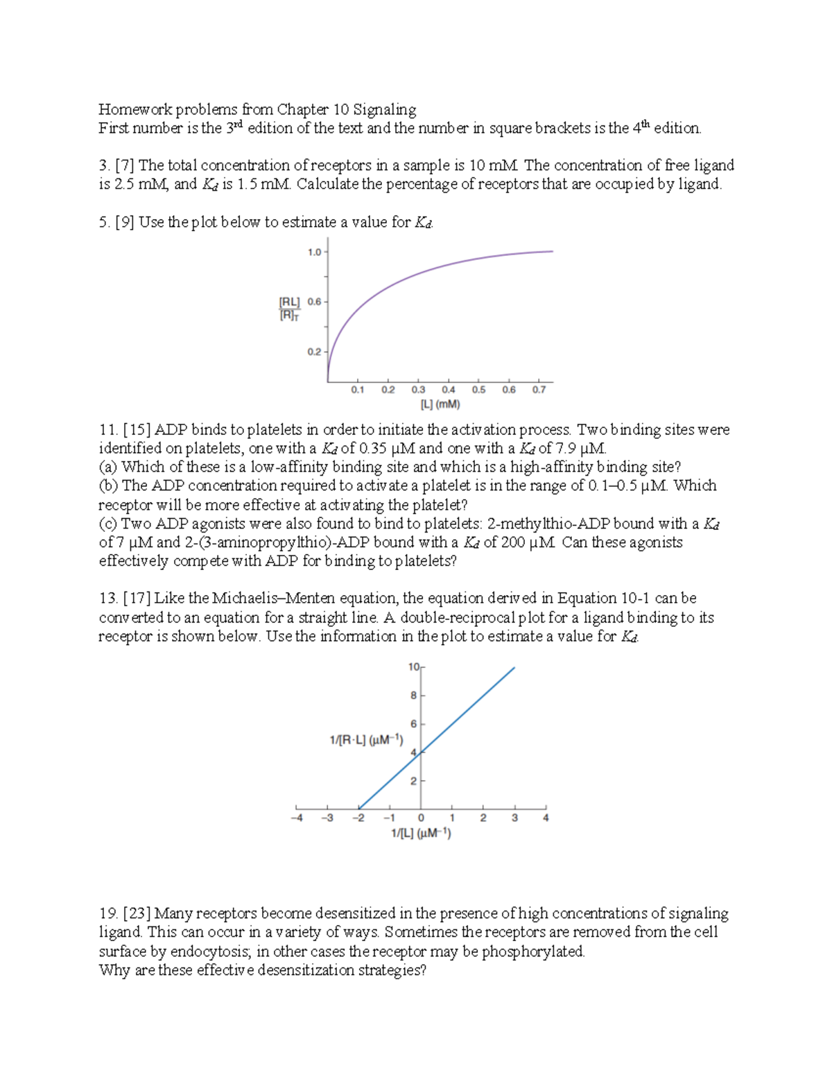 HMWK CH 10 Signaling-1 Survey of Biochem - Homework problems from ...