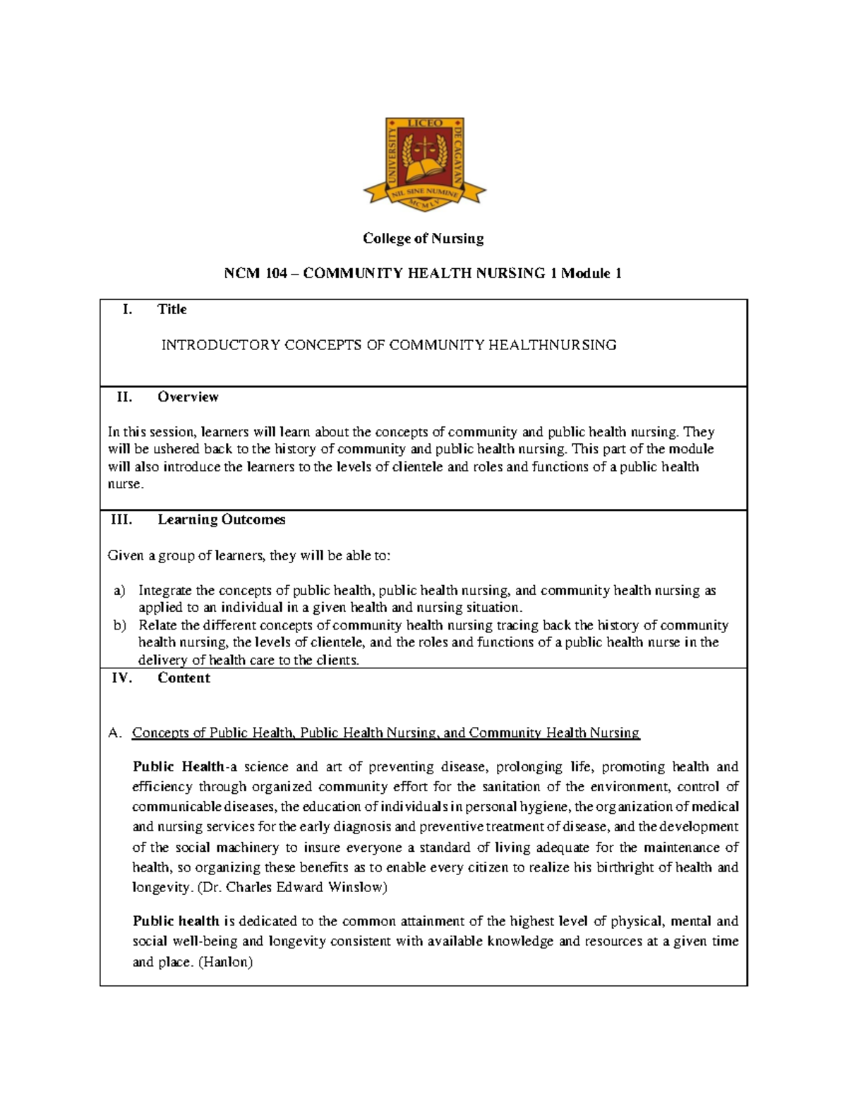 CHN 1 Module 1 Lecture Notes for nursing 2nd Year Student - Nursing ...