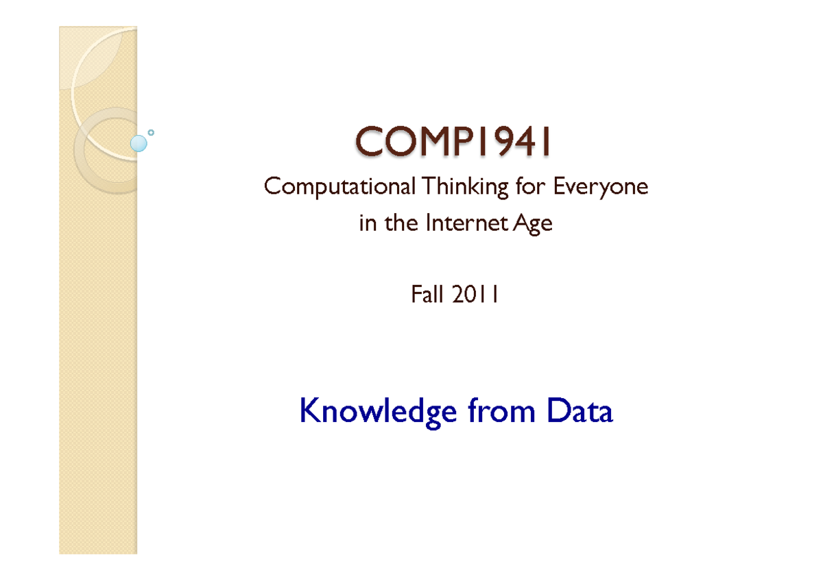 A2 DM - Knowledge from Data - COMP Computational Thinking for Everyone ...