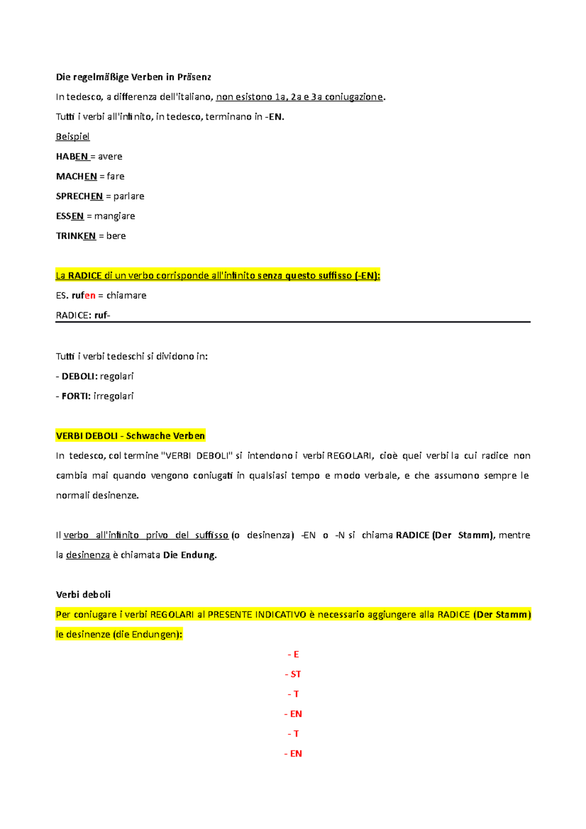 Konjugation - Praesenz deutsch docx1235 hjjff - Die regelmäßige Verben ...