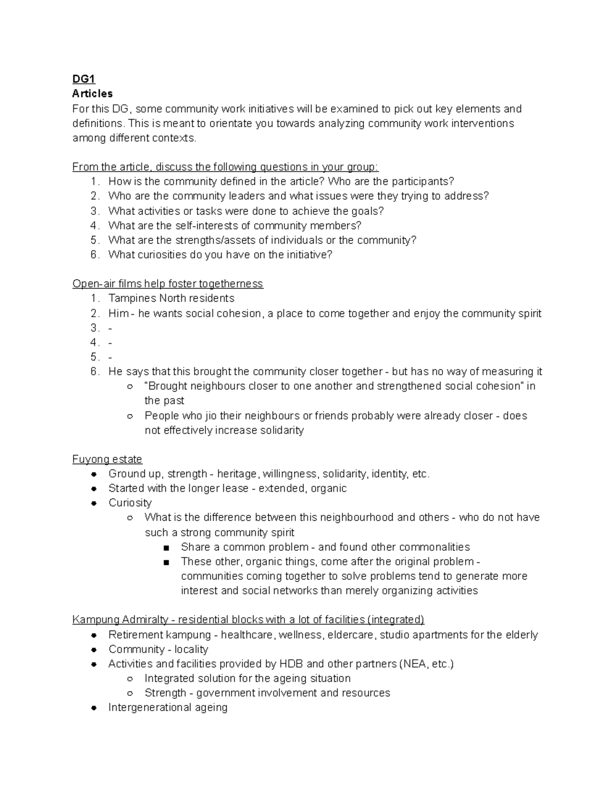 3105 DG Notes - DG Articles For this DG, some community work ...