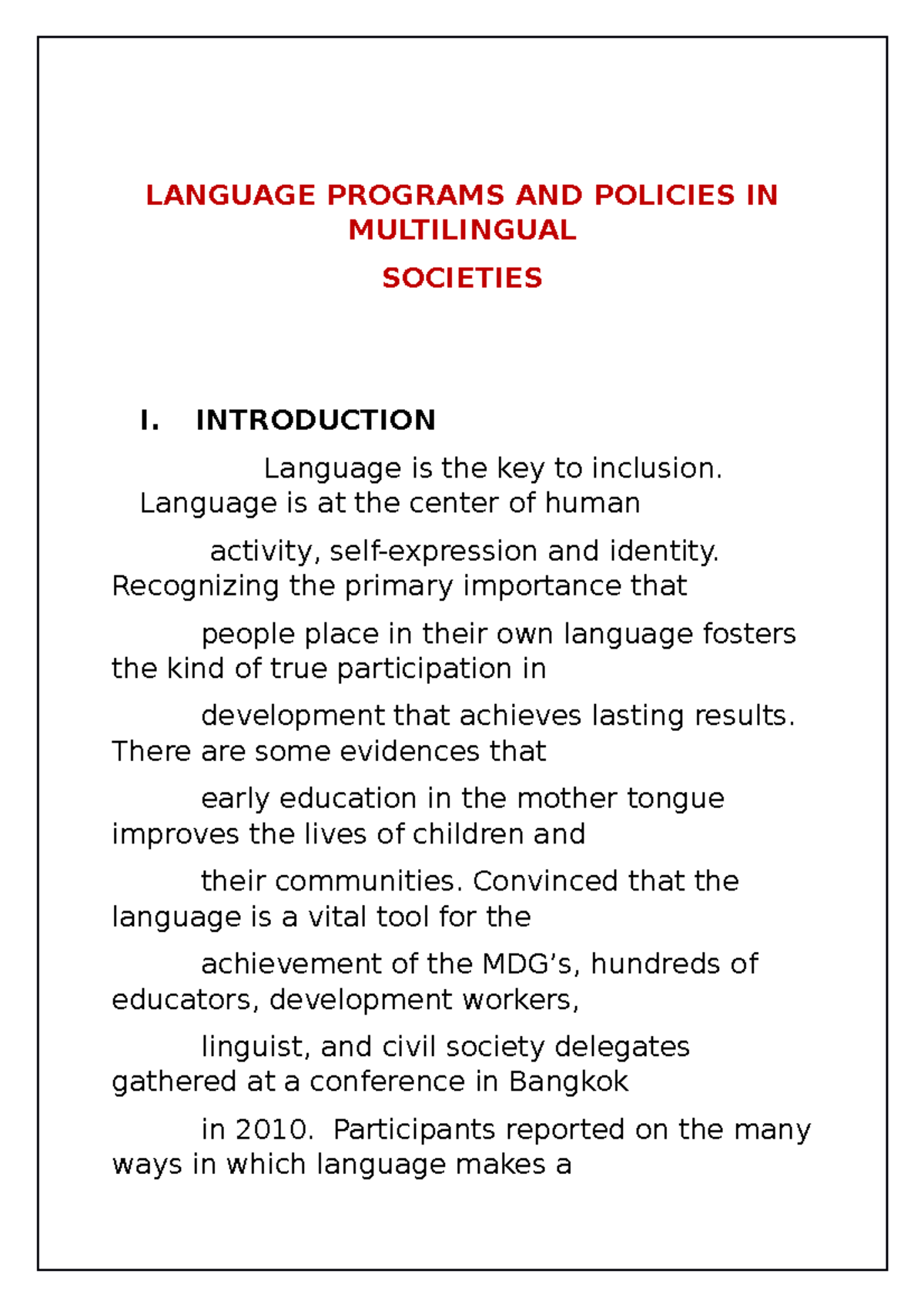 Why Language-Matters-for-MDGs - LANGUAGE PROGRAMS AND POLICIES IN MULTILINGUAL SOCIETIES I ...