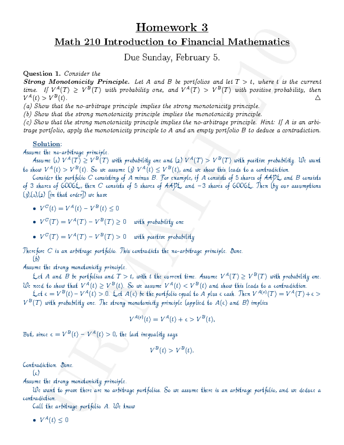 HW3Sol - Homework solution - UR MATH 210 Homework 3 Math 210 ...