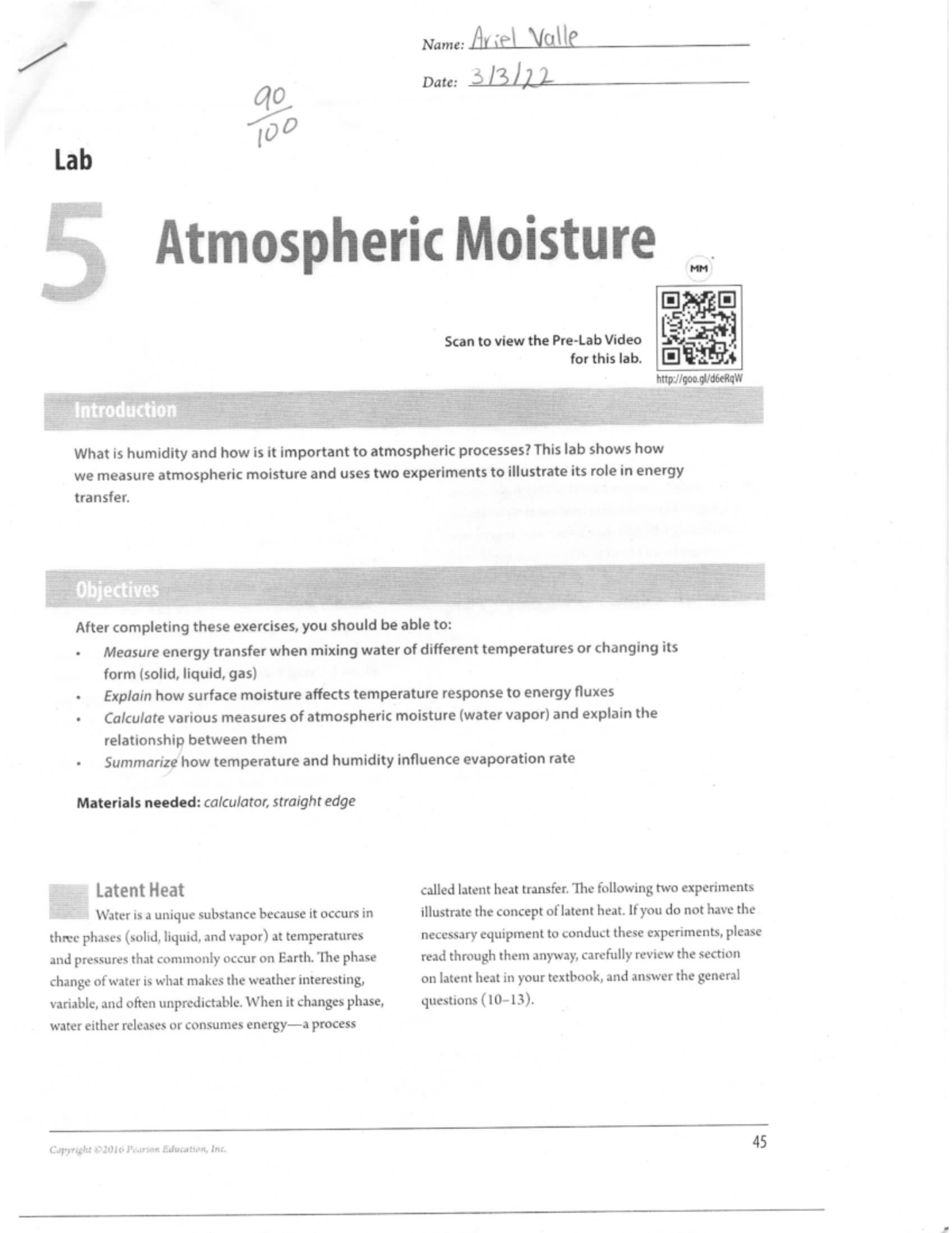Pgeog LAB 5 - Answers and Graded - Name: Ariel Valle Date: 90 100 Lab 5 ...