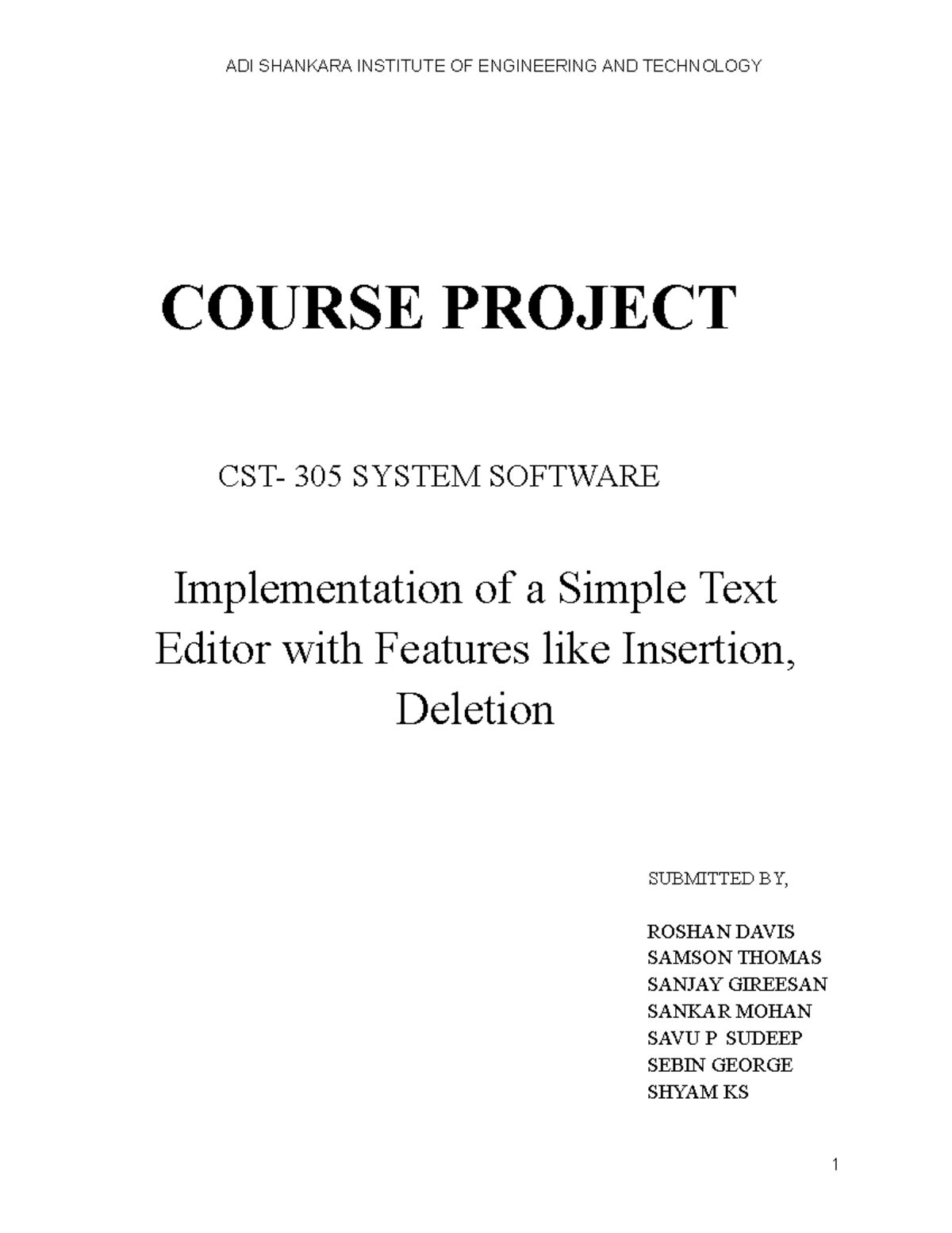 SS Course Project - COURSE PROJECT CST- 305 SYSTEM SOFTWARE ...