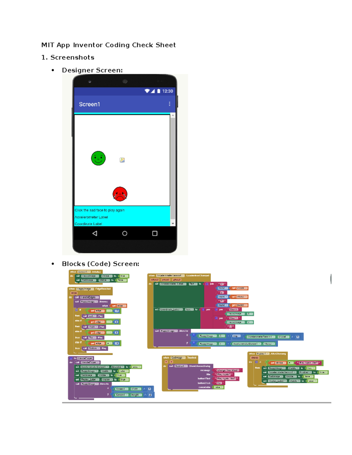 1 1 3 Worksheet - kjk - MIT App Inventor Coding Check Sheet 1. Screenshots Designer Screen ...