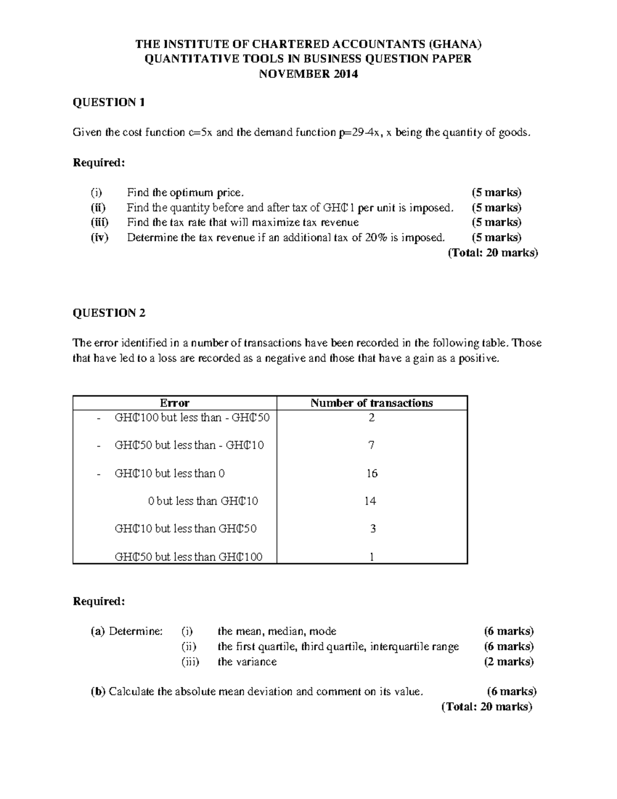Quantitative Tools in Business. - QUANTITATIVE TOOLS IN BUSINESS ...