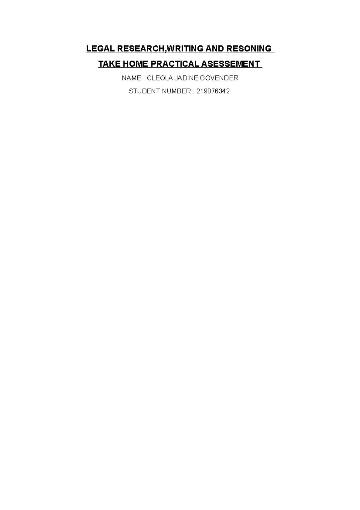 Practical Assessment 1 LR - LAWS2LRW - LEGAL RESEARCH,WRITING AND ...