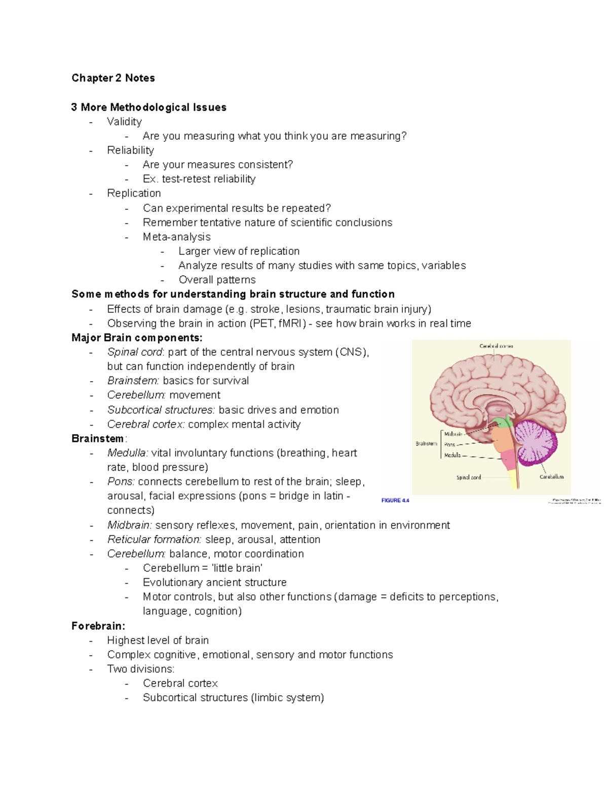 Psych- Chapter 2 Notes - Chapter 2 Notes 3 More Methodological Issues ...