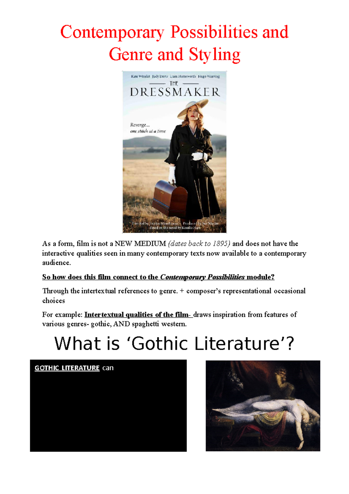 Contemporary Possibilities and Genre and Styling - So how does this ...