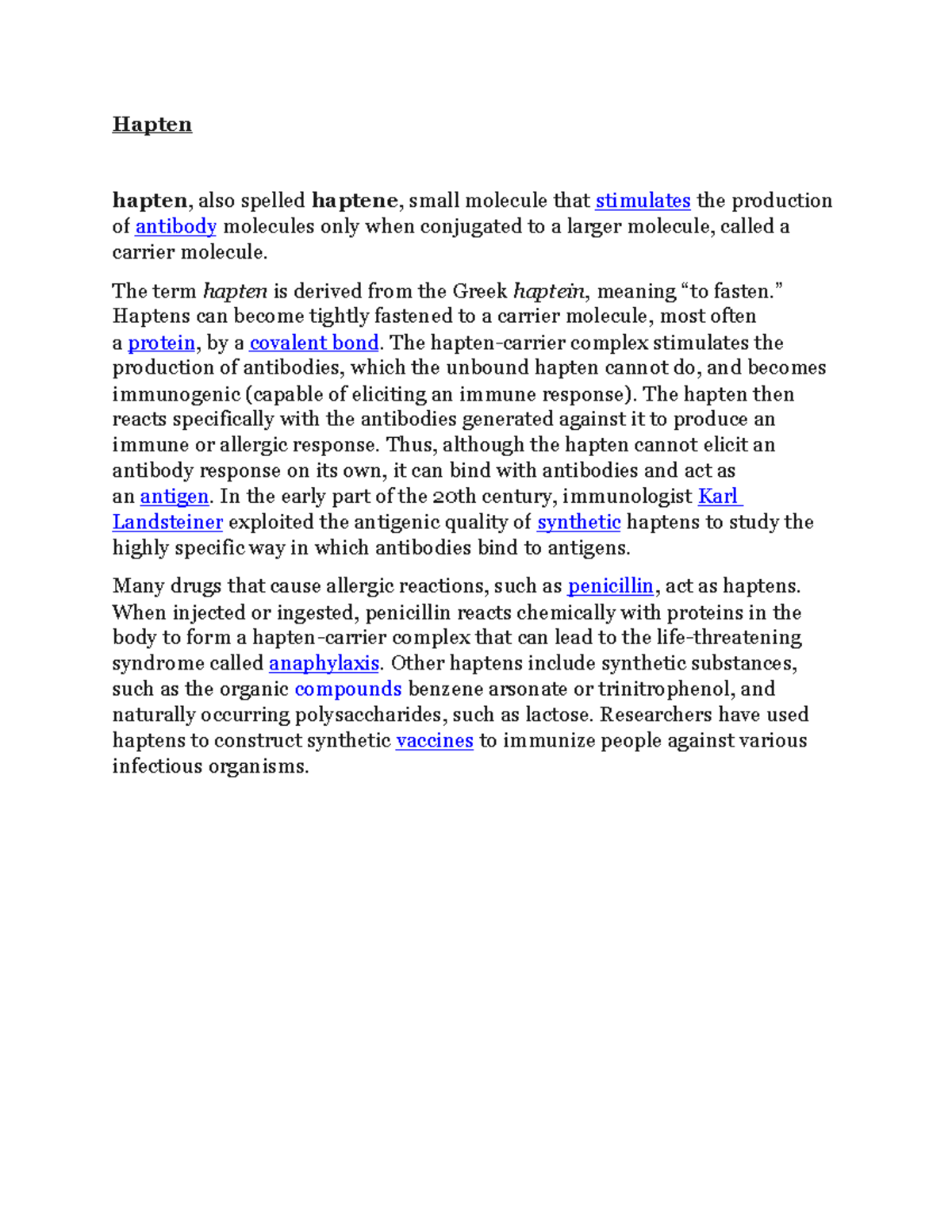 Hapten - #Biochemistry #short notes #detailed description - Hapten ...