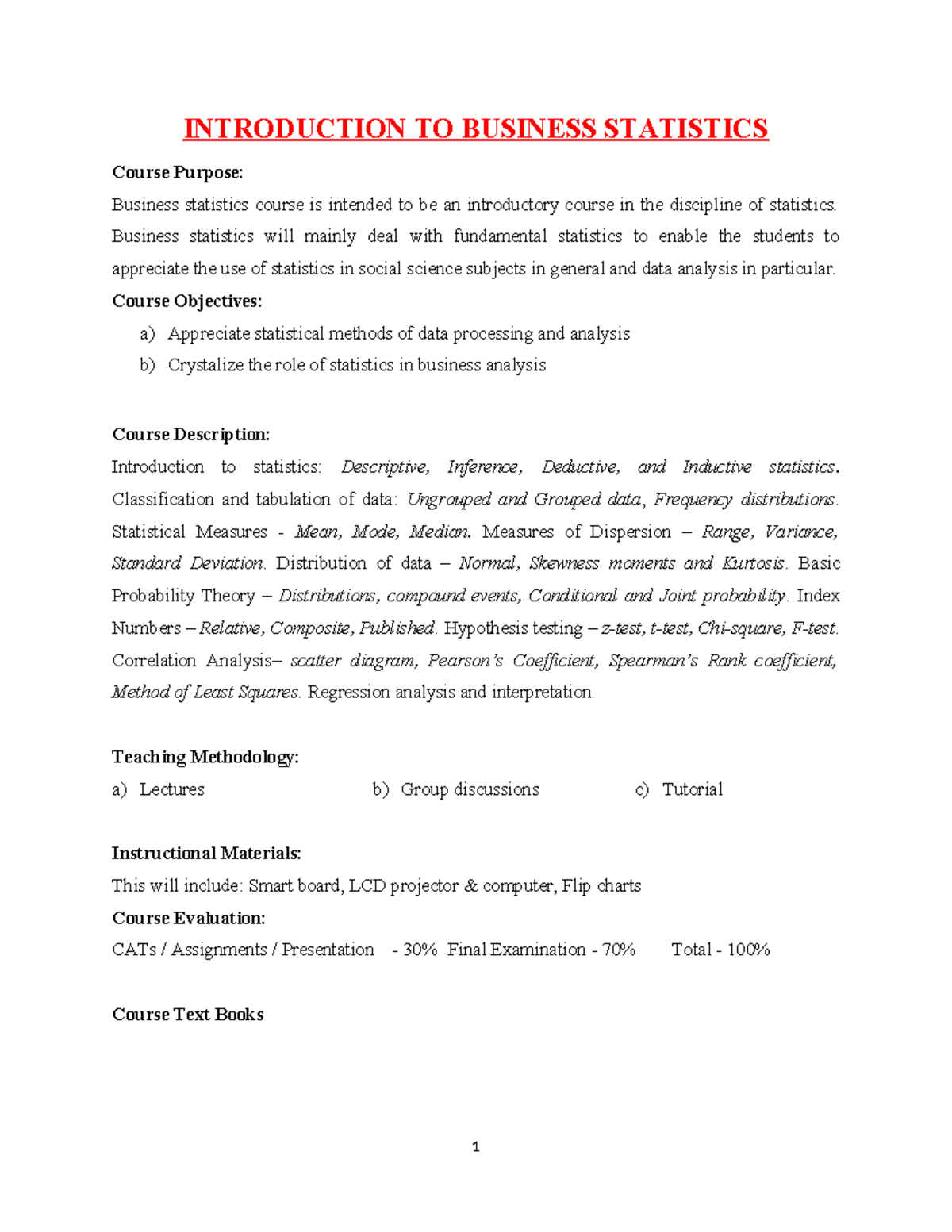 Introduction TO Business Statistics - INTRODUCTION TO BUSINESS ...