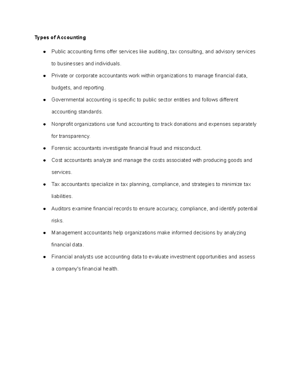 Types of Accounting - Private or corporate accountants work within ...