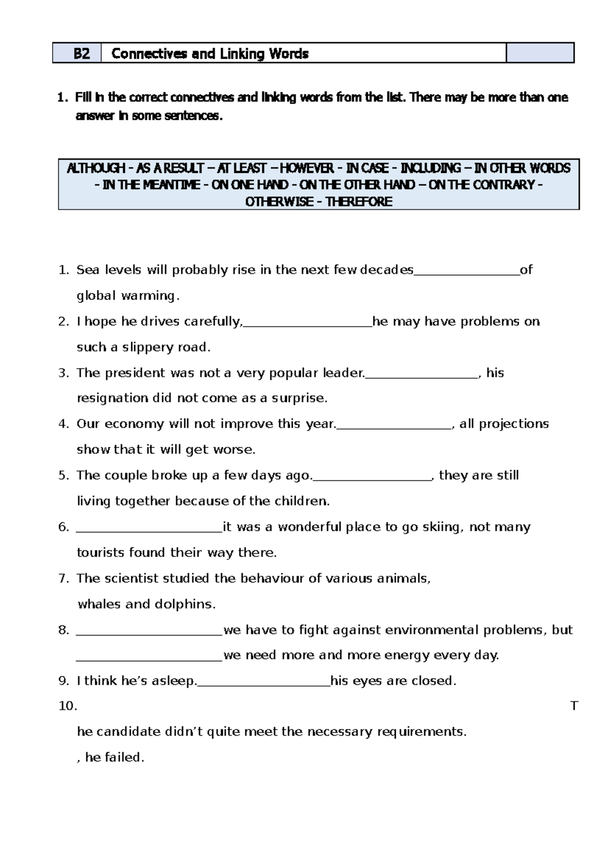 TASK 8 - Tarea de ingles V, conjunctions. - B2 Connectives and Linking ...