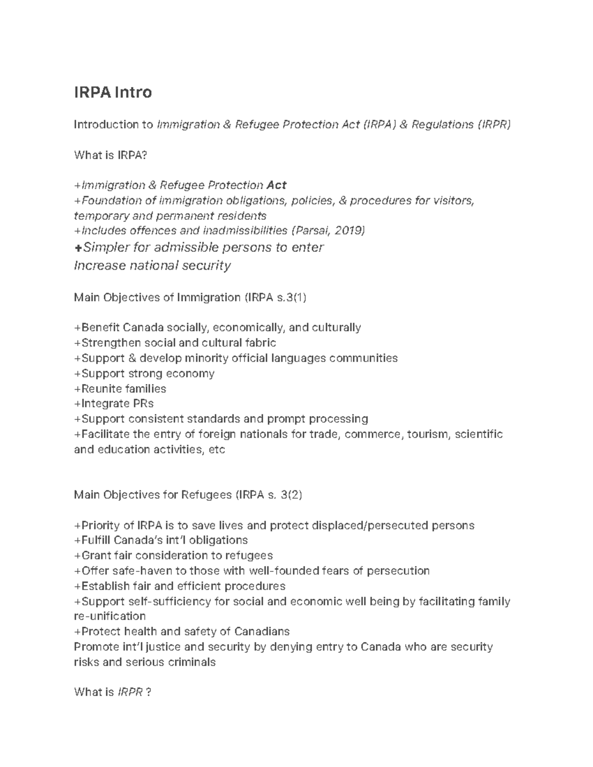 IRPA Introduction - IRPA Intro Introduction to Immigration & Refugee ...