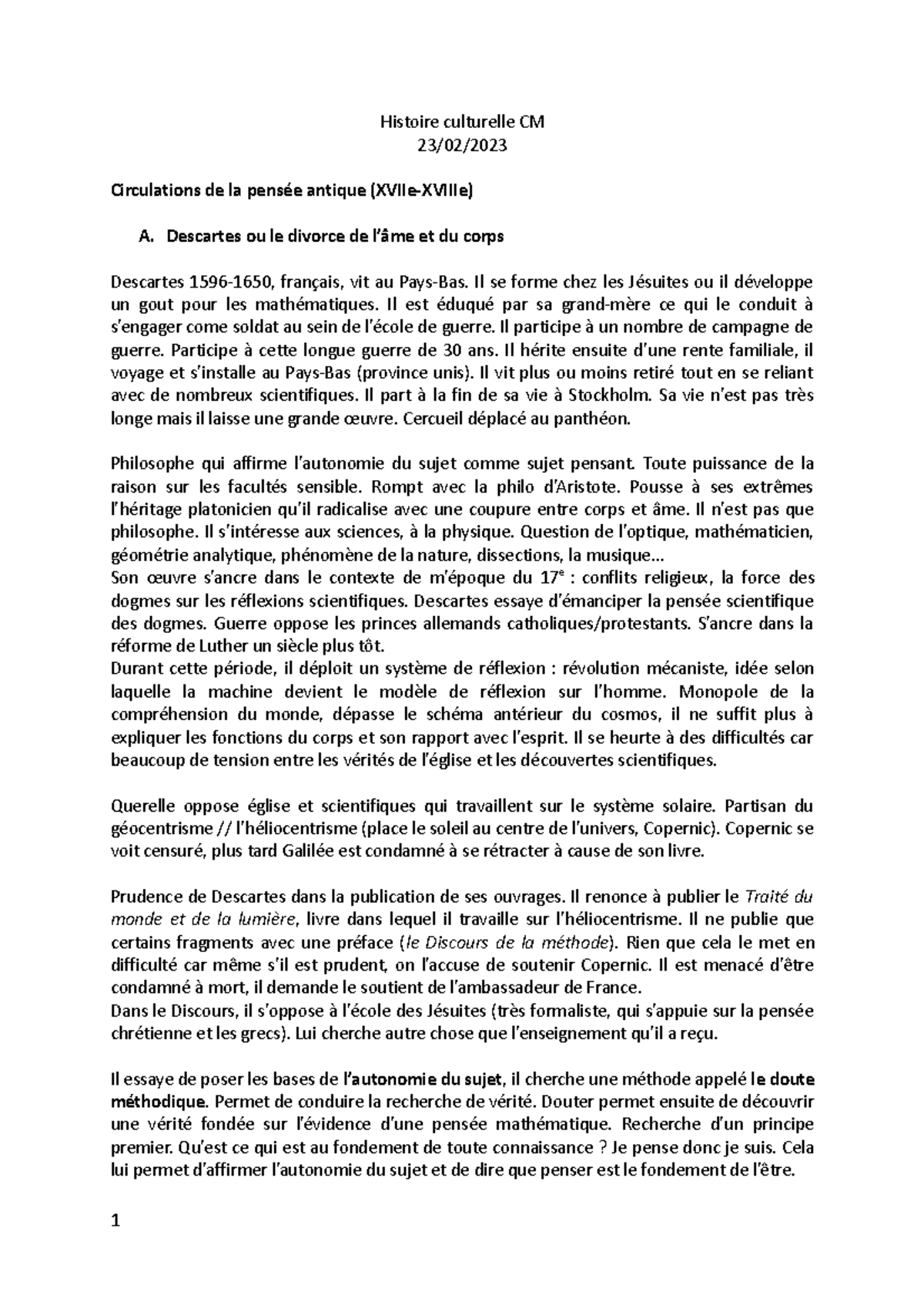 Cours 23:02 - Circulations de la pensée antique (XVII-XVIII) - Histoire ...