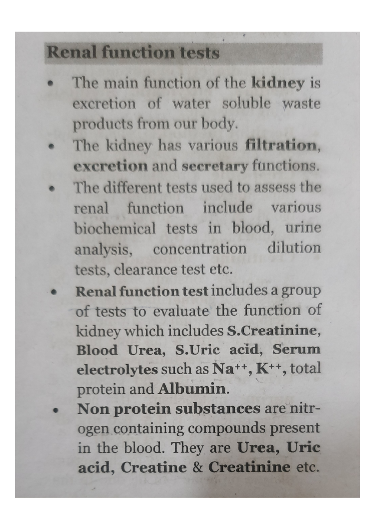 Renal function tests - The kidney has various filtration, excretion and ...