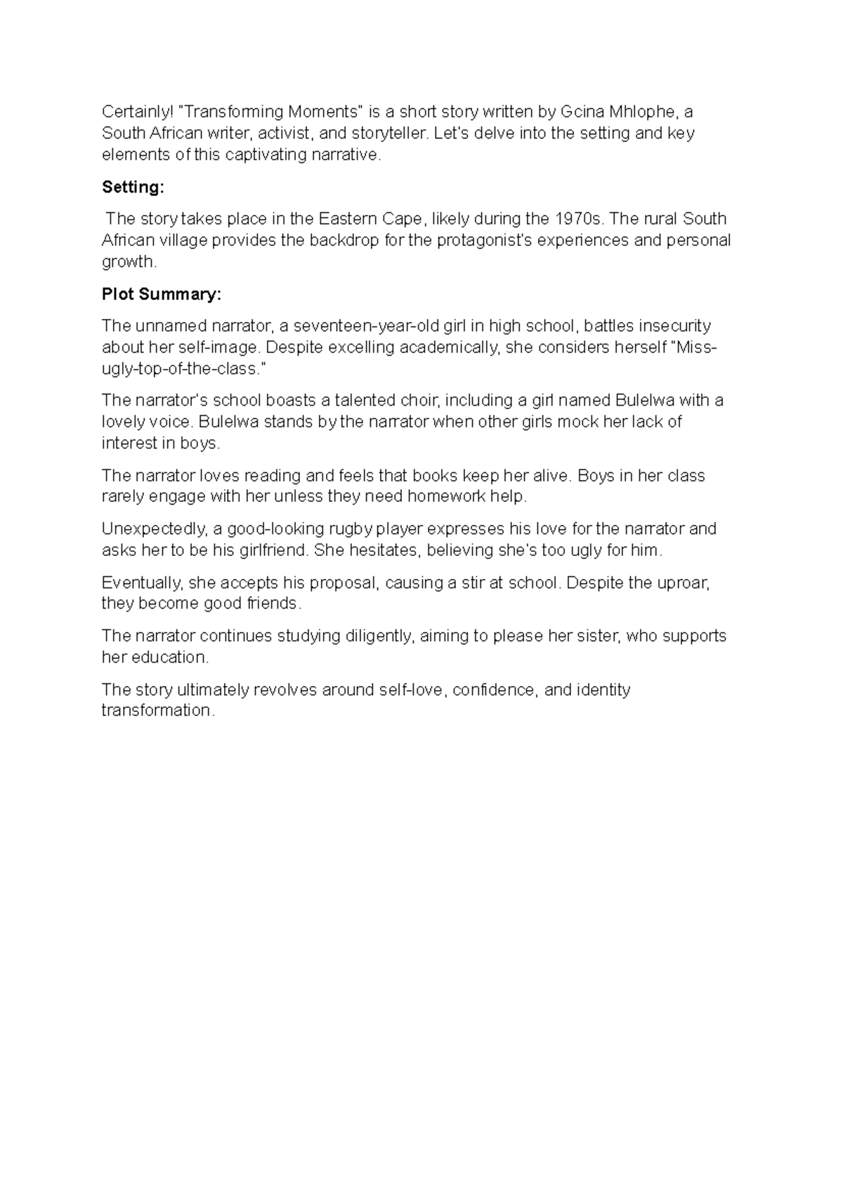 Transforming moment - SUMMARY - Certainly! “Transforming Moments” is a ...