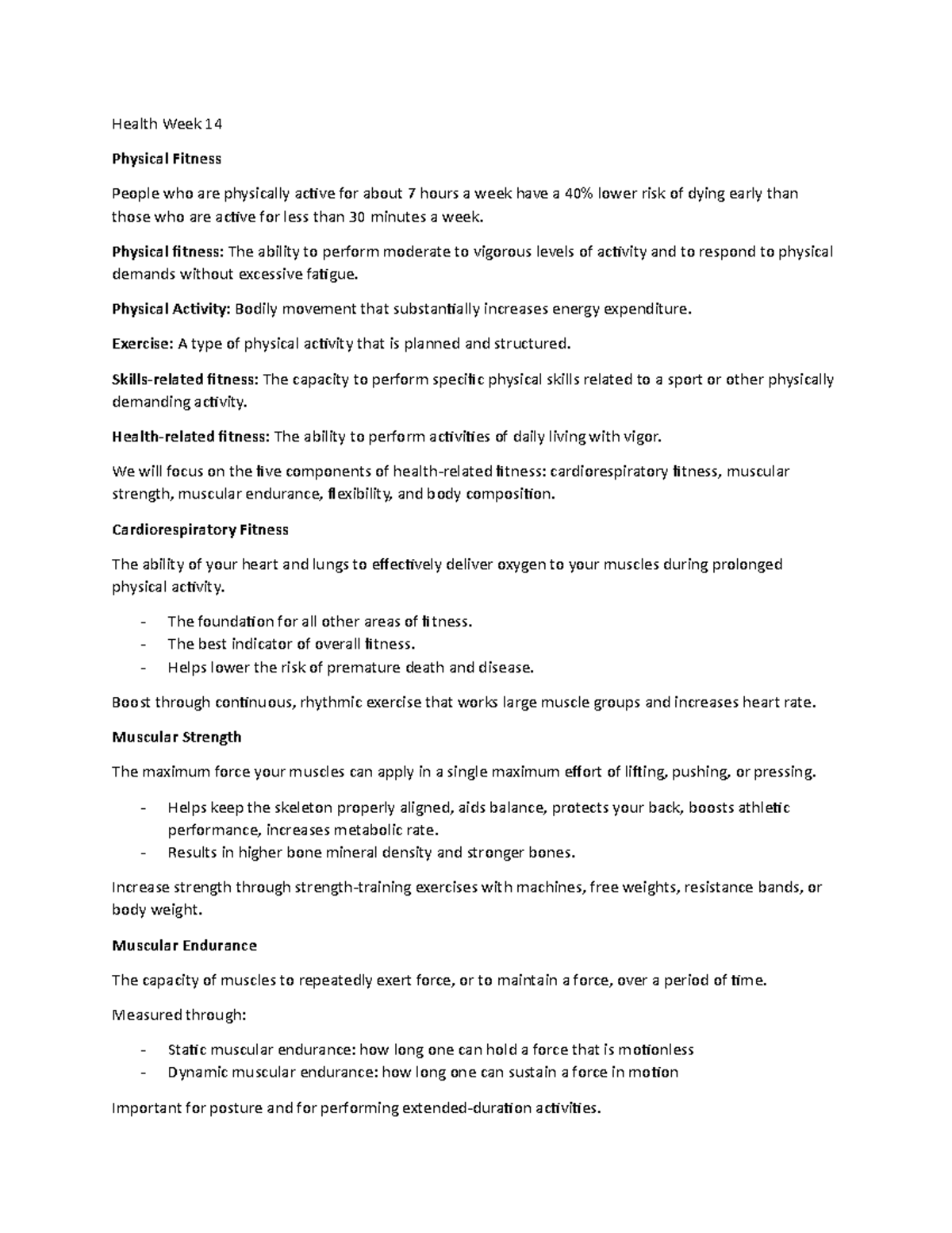 Physical Fitness - Physical fitness: The ability to perform moderate to ...