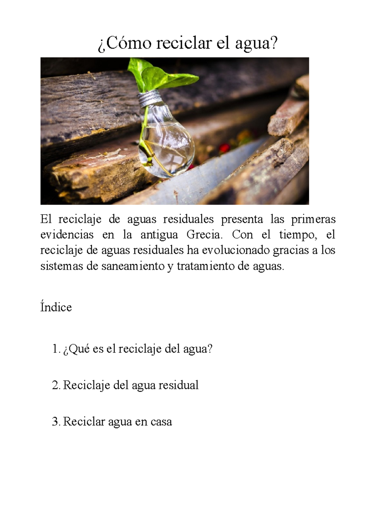 Cómo reciclar el agua - aprendizaje - ¿Cómo reciclar el agua? El ...