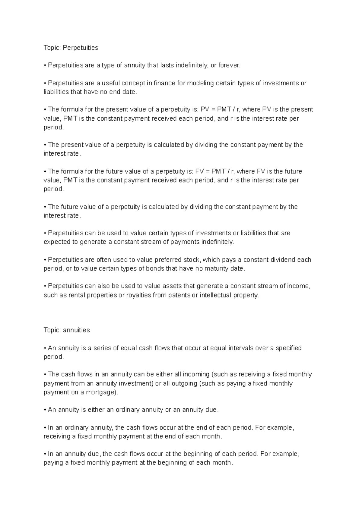 Time Value of Money II- Equal Multiple Payments - Topic: Perpetuities ...