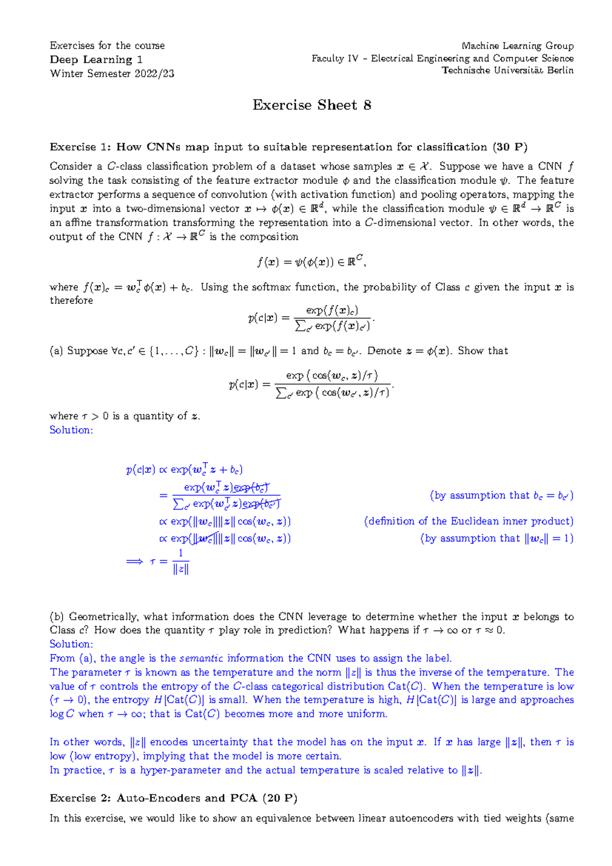 Solution about the 8th exercise Deep_Learning_8 - Exercises for the course Deep Learning 1 ...