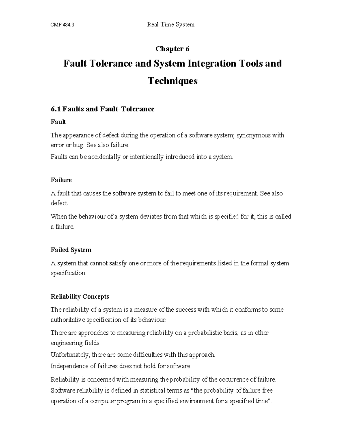 Chapter 6 Fault-Tolerance and System Integration Tools and Techniques ...