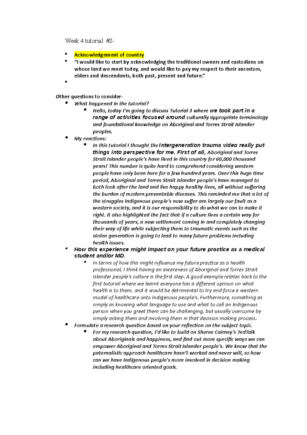 Week 4 tutorial #2 - Health, society and research - Week 4 tutorial #2 ...